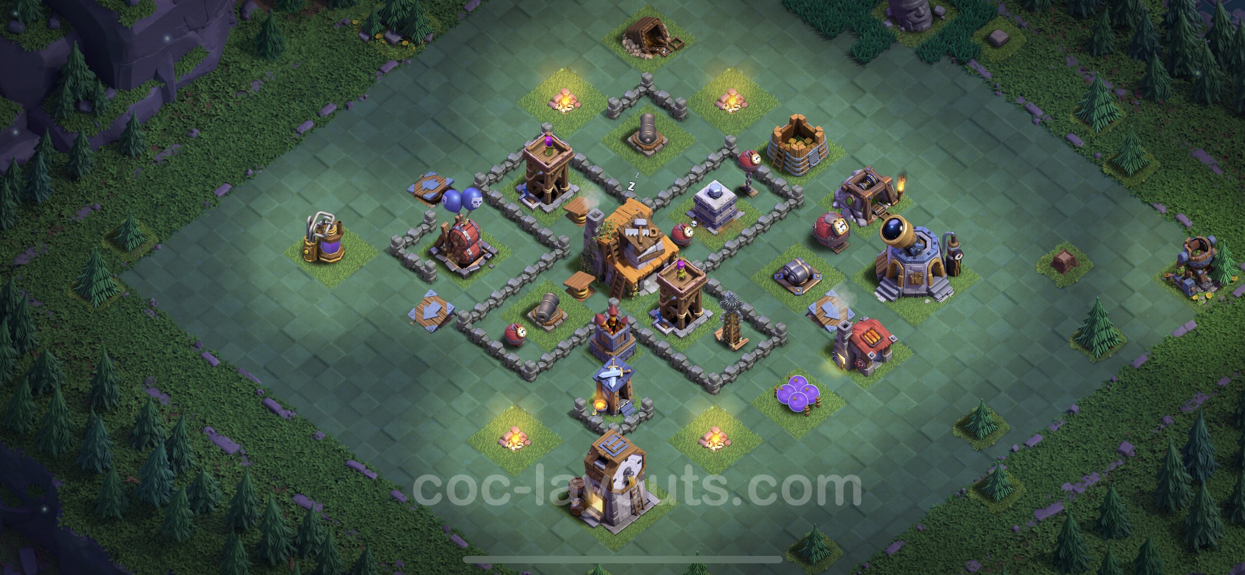 Top Builder Hall Level 4 Anti 3 Stars Base with Link - Clash of Clans ...