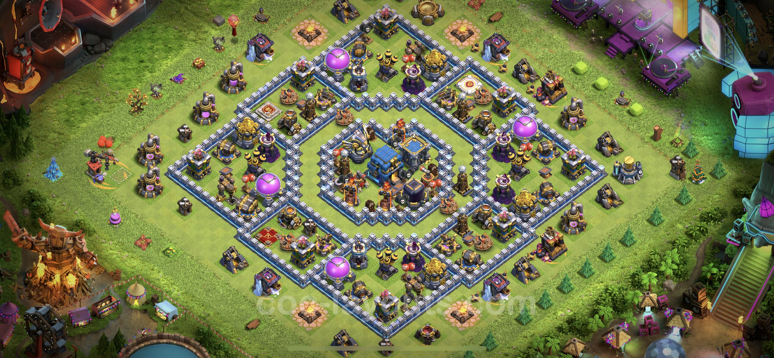 Best Anti 2 Stars Base TH12 With Link Hybrid Town Hall Level 12 Base