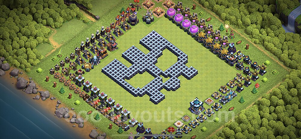 Best Funny Troll Base TH13 with Link - Town Hall Level 13 Art Base Copy ...