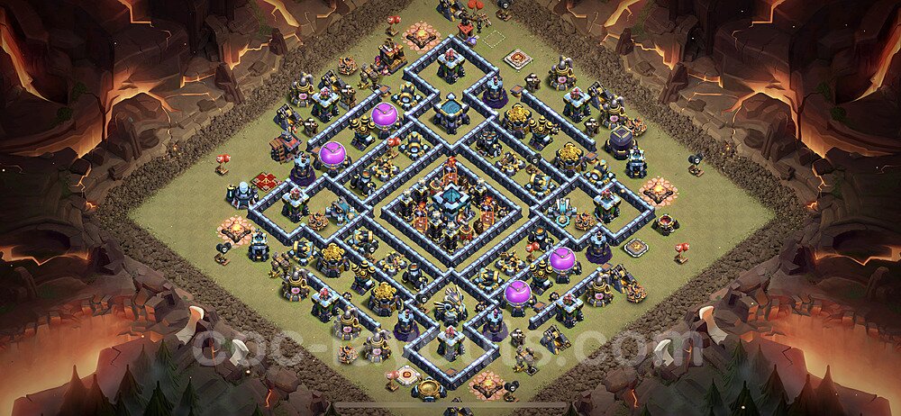 Best Anti 2 Stars War Base TH13 with Link, Anti Air / Electro Dragon - Town Hall Level 13 CWL ...