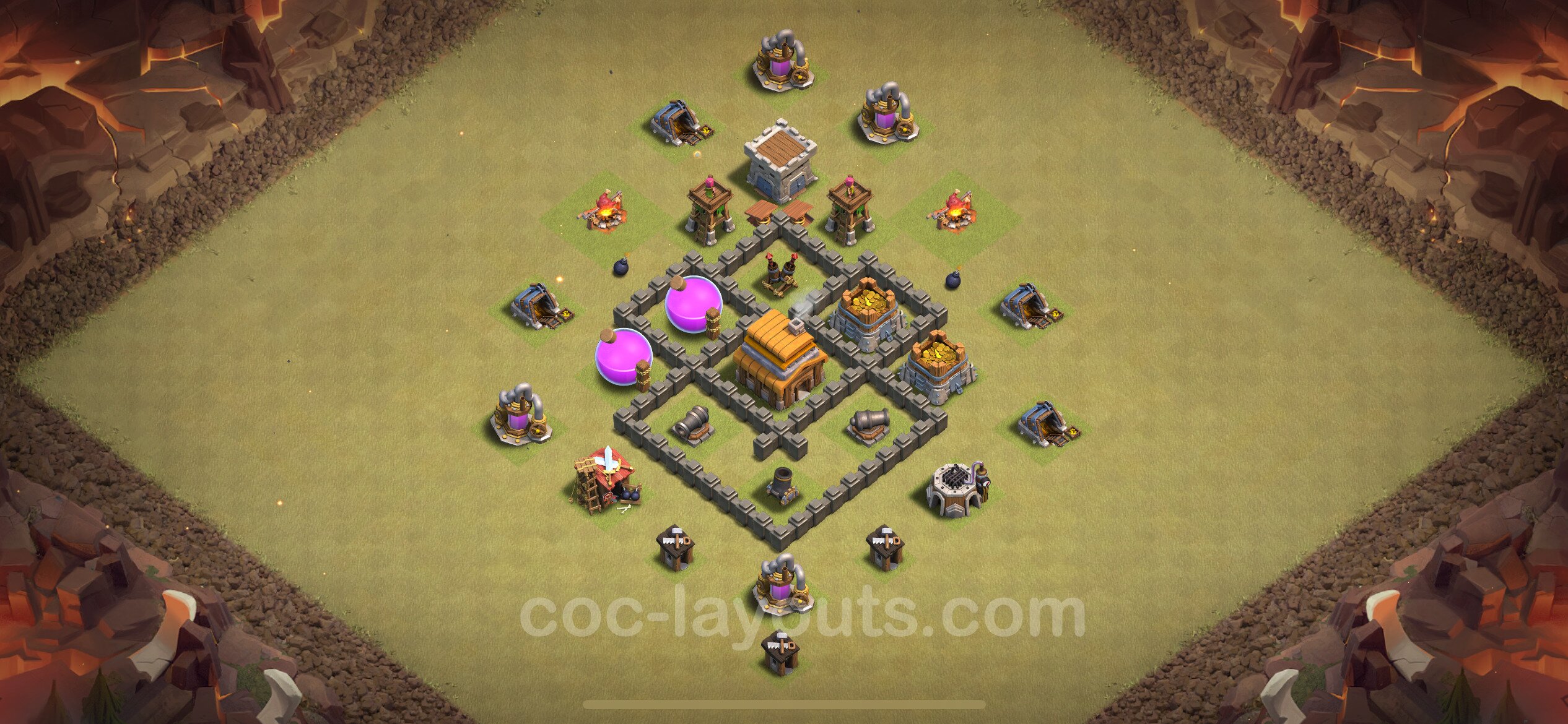 Diseño para Guerra Ayuntamiento nivel 4 Copiar, Anti Todo - COC TH4 ...