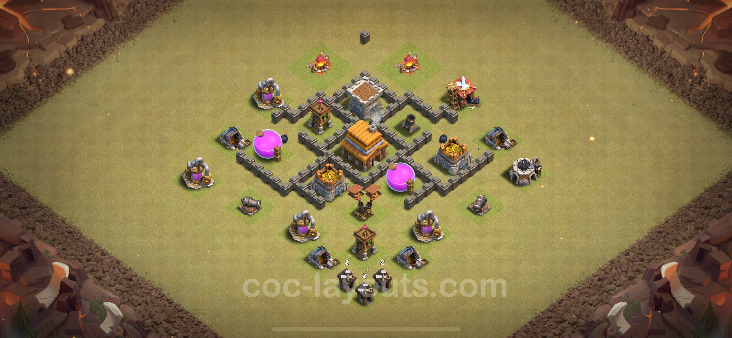 Melhor Layout para Guerra CV4 com link, Anti Tudo - COC Clash of Clans ...