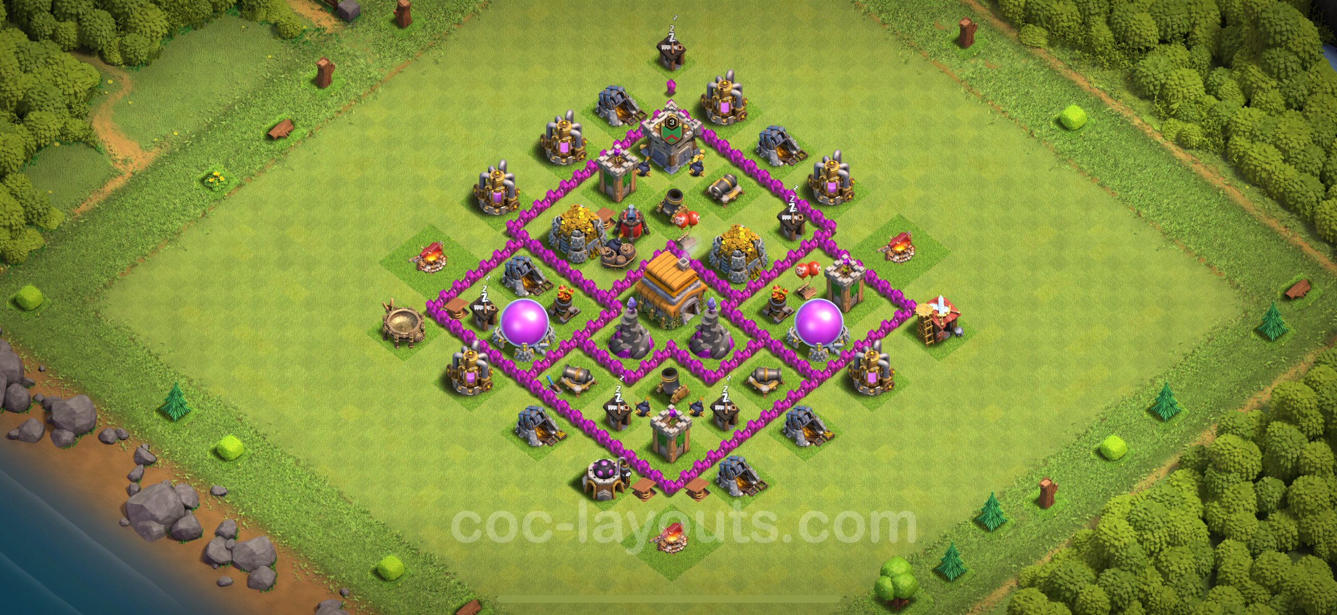 Best Anti 3 Stars Base TH6 With Link Hybrid Town Hall Level 6 Base Best Anti 3 Stars Base TH6 With Link Hybrid Town Hall Level 6 Base