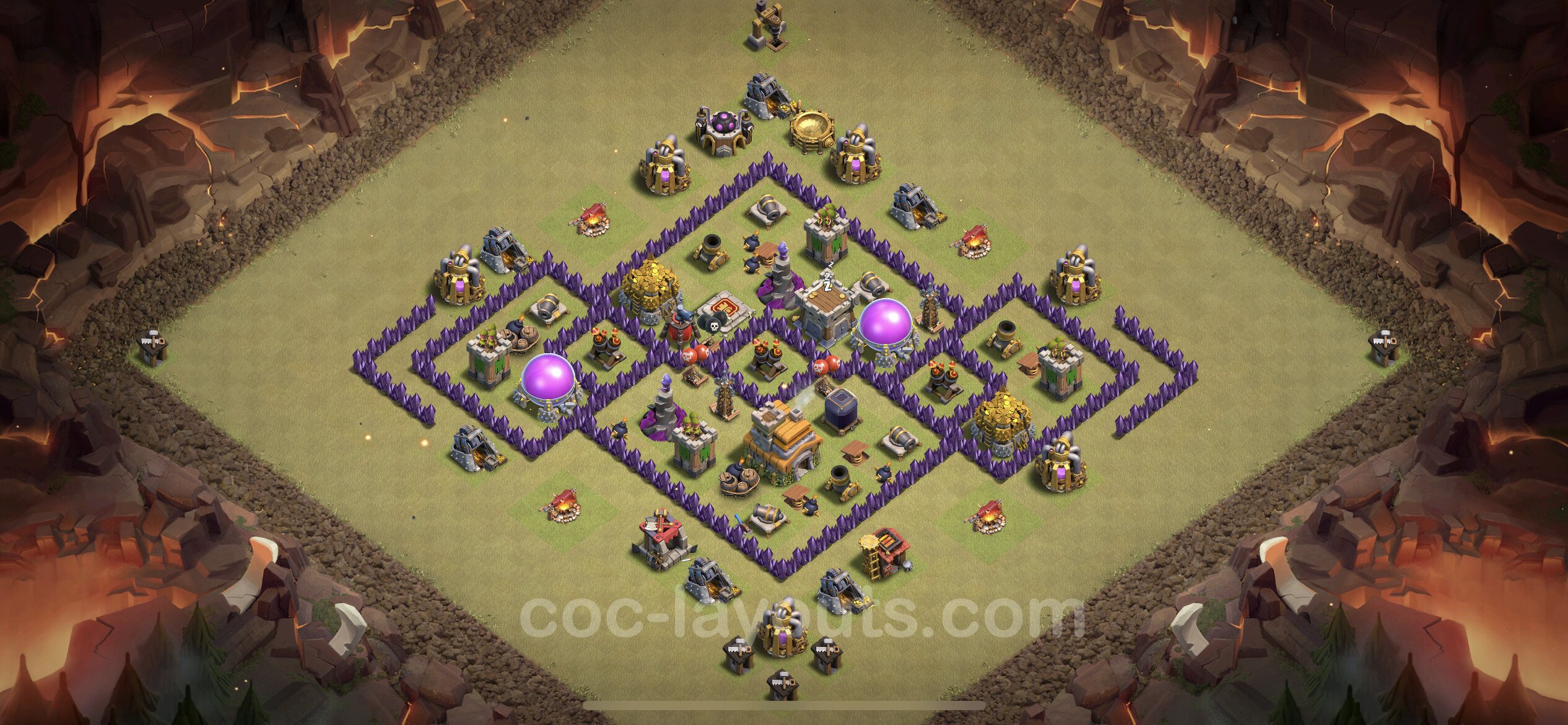 Best Max Levels War Base TH7 with Link, Anti Air / Dragon - Town Hall ...