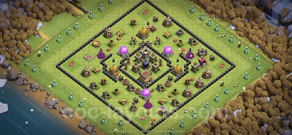 Farm Max Base Rathaus Level 8 + Link, Hybrid, Anti 3 Sterne - COC Clash ...